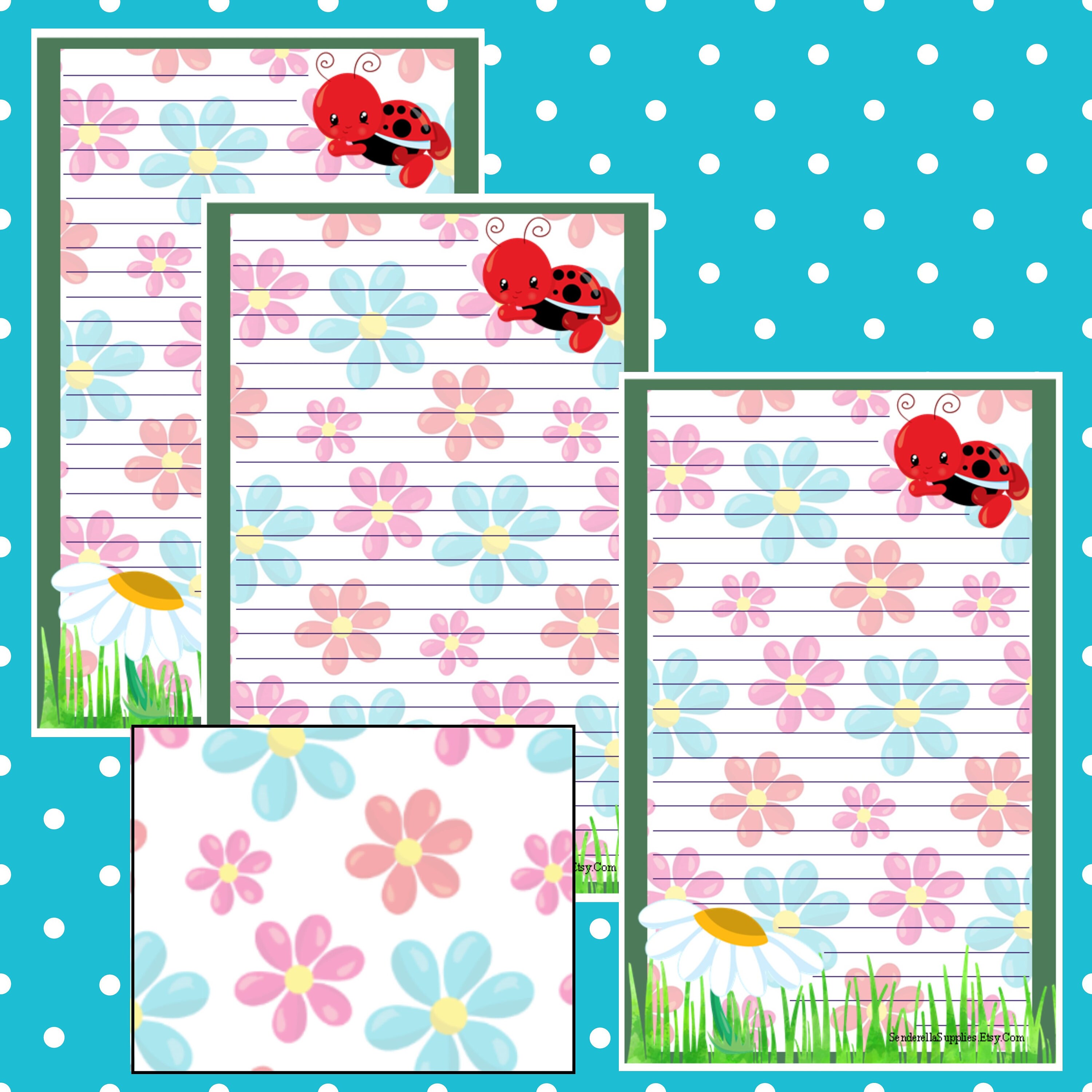 Lady Bug_bug Friends 1_stationery Set_pages_envelopes and Note - Etsy UK