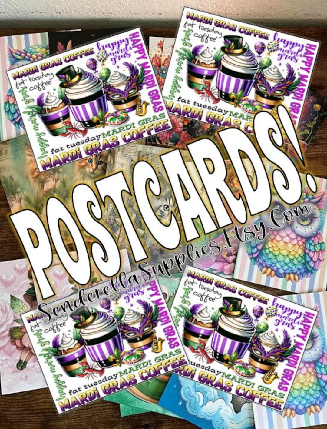 Mardi Gras Coffee Postcard - Etsy