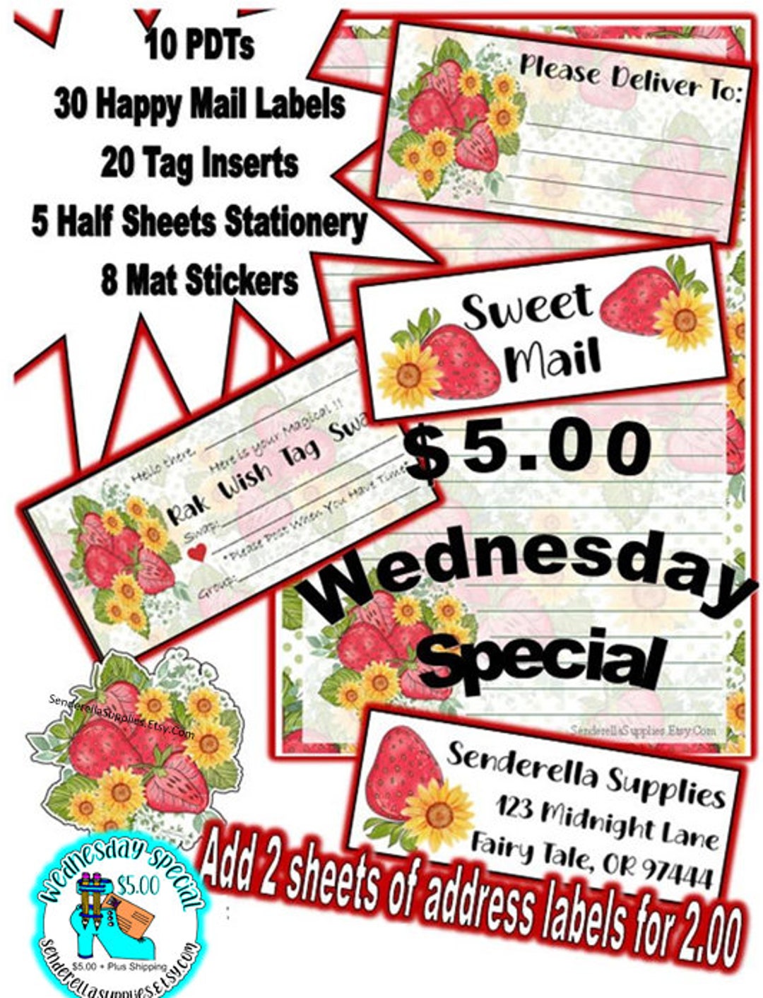 Strawberry Sunflowers- Wednesday Special 5/10 - Etsy