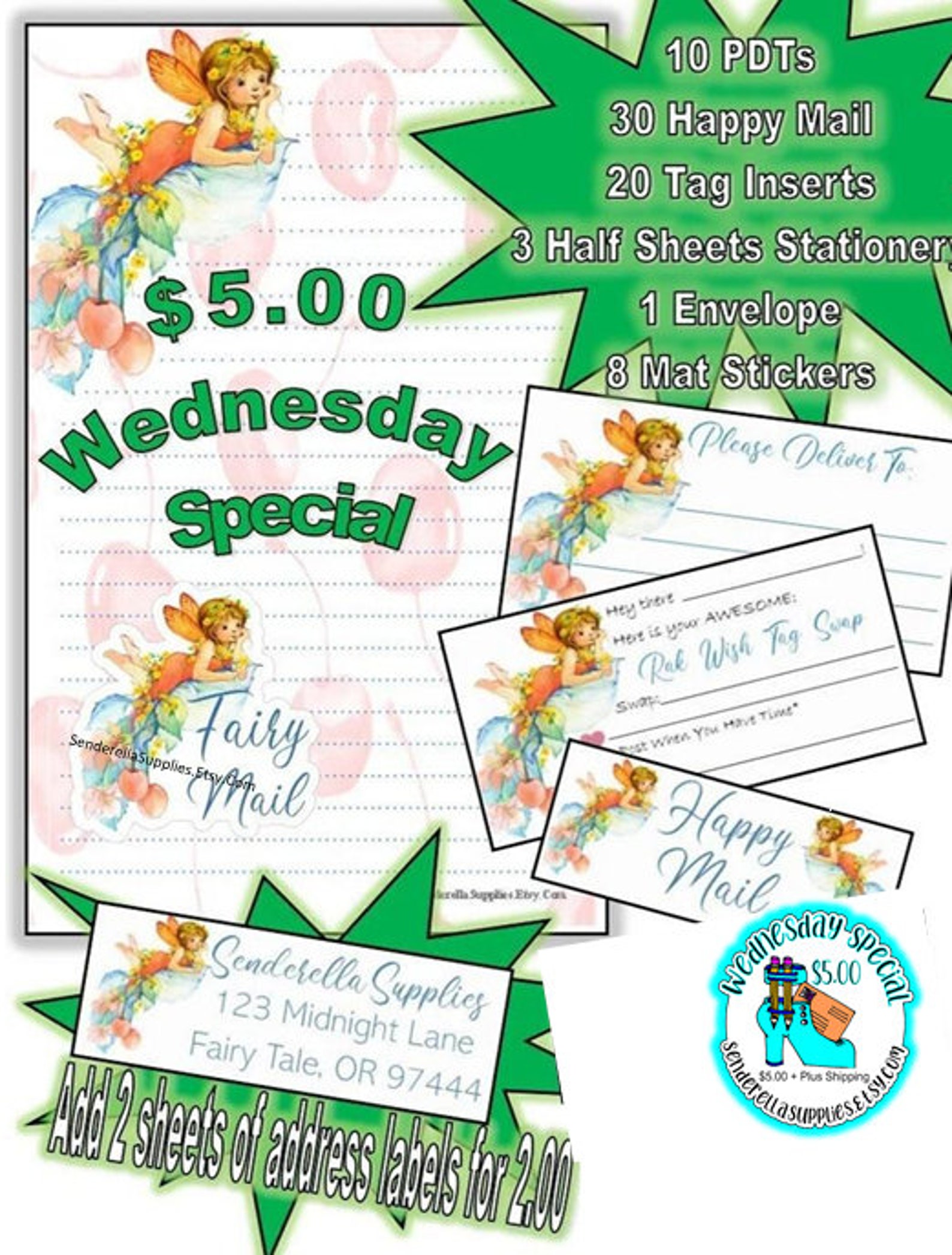 Fairy With Water Color Cherries Wednesday Special 8/31 - Etsy
