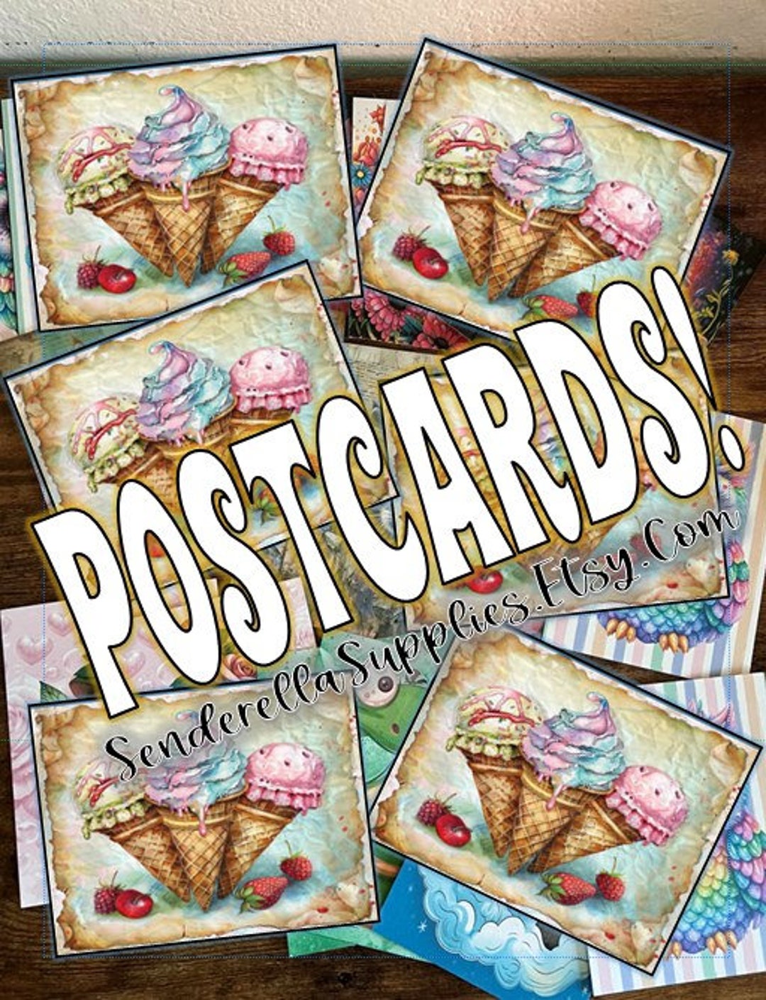 Ice Cream Cones 3 Vintage (4) Postcards - Etsy