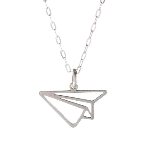 Paper Airplane Necklace Sterling Silver Plane Charm - Etsy