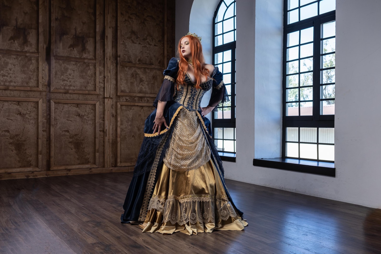 Sakizo Inspired Blue and Gold Fantasy Gown – Rococo Victorian Cosplay ...