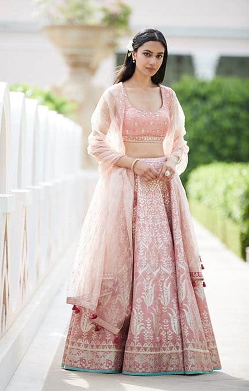 Blush Pink Lehenga Choli Designer Embroidery Work Exclusive | Etsy