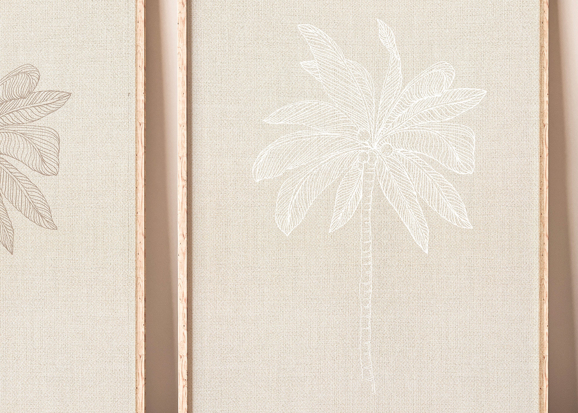 Linen Look Palm Tree Art Simple Modern Palm Tree Wall Art | Etsy