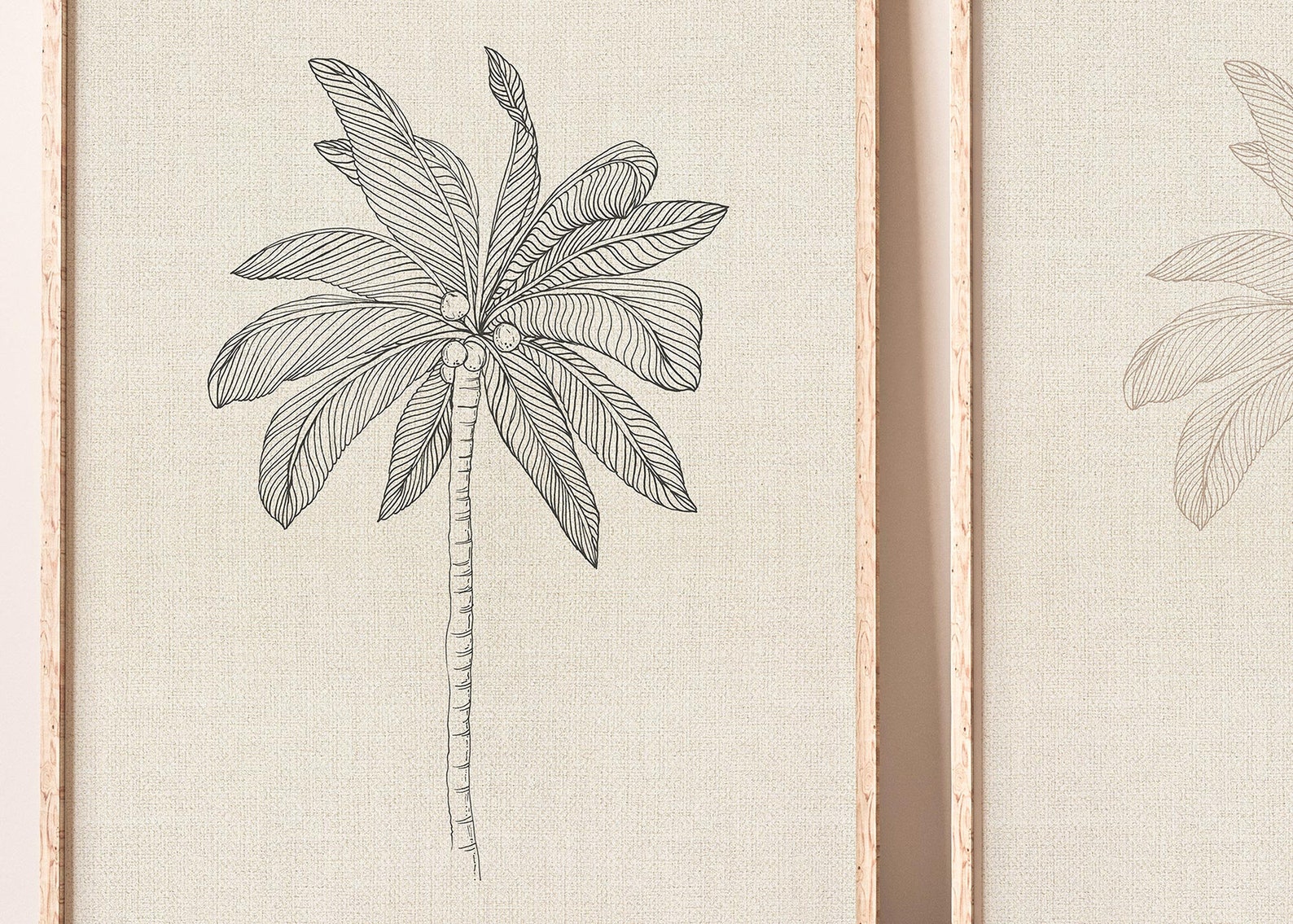 Linen Look Palm Tree Art Simple Modern Palm Tree Wall Art - Etsy