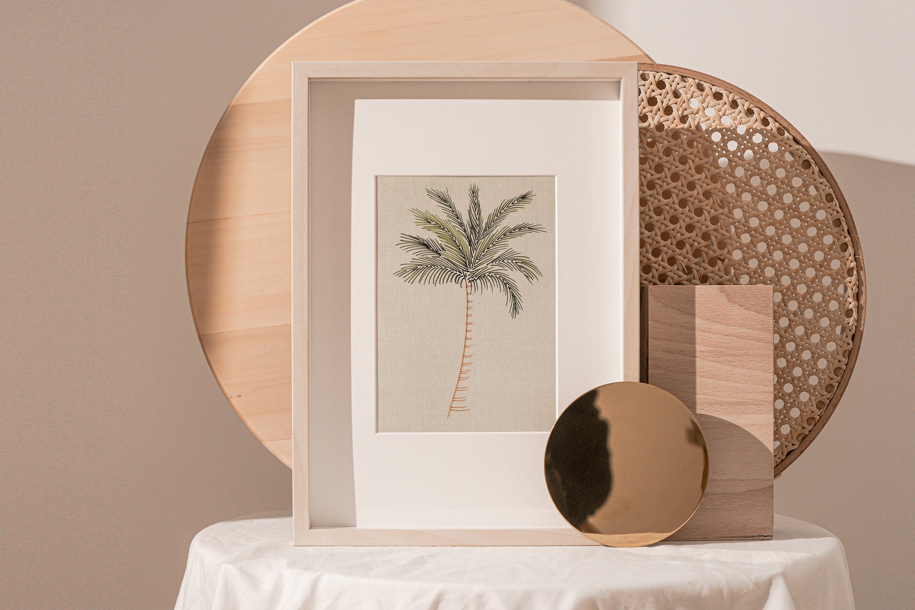 Simple Palm Print on Linen Texture - Quality Artist Grade Card Stock ...