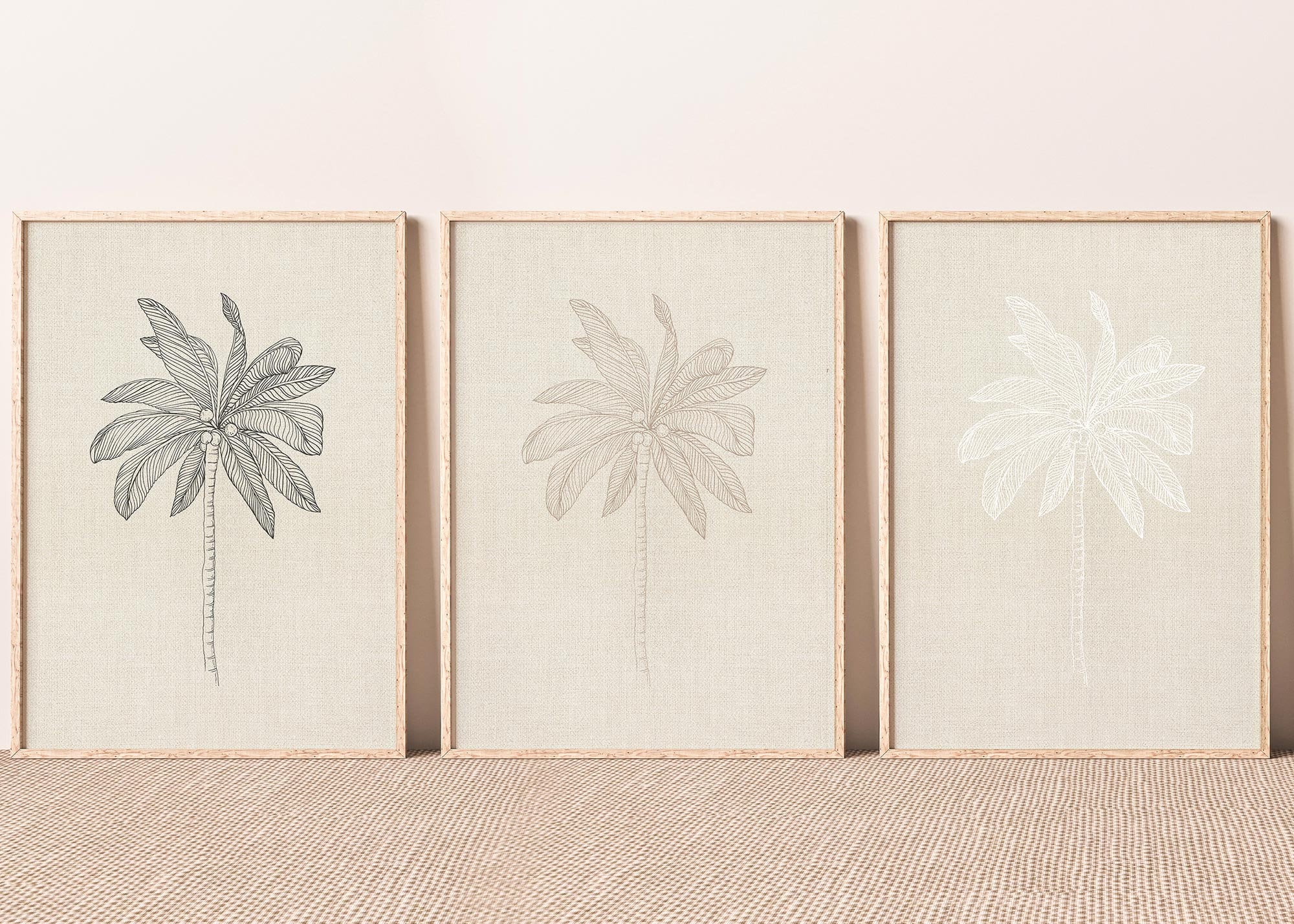 Linen Look Palm Tree Art Simple Modern Palm Tree Wall Art | Etsy