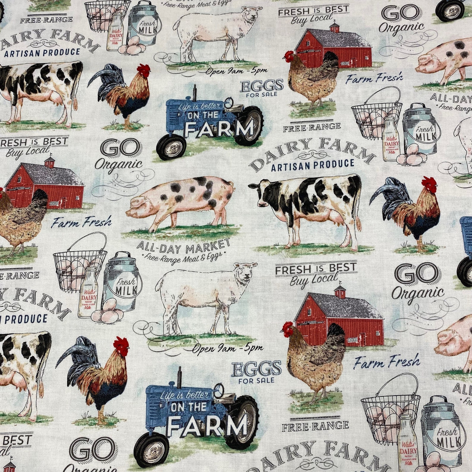 Farm Theme Style Fabric Made of 100% Cotton | Etsy
