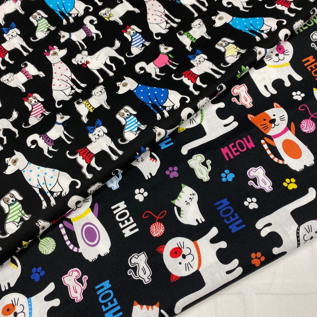 Animal Theme Fabric. Cat Theme Fabric. Dog Theme Fabric. 100% Cotton - Etsy