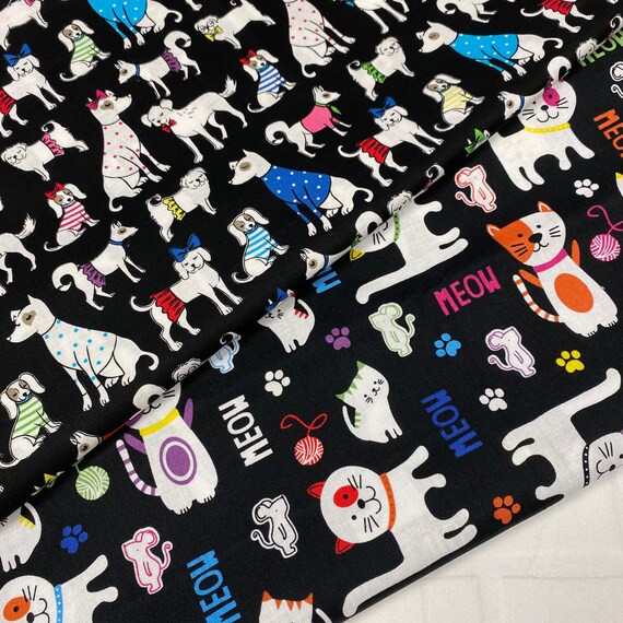 Animal Theme Fabric. Cat Theme Fabric. Dog Theme Fabric. 100% - Etsy