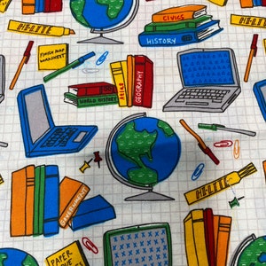 School Themed Fabric 100% Cotton. Sold by the Half Yard - Etsy