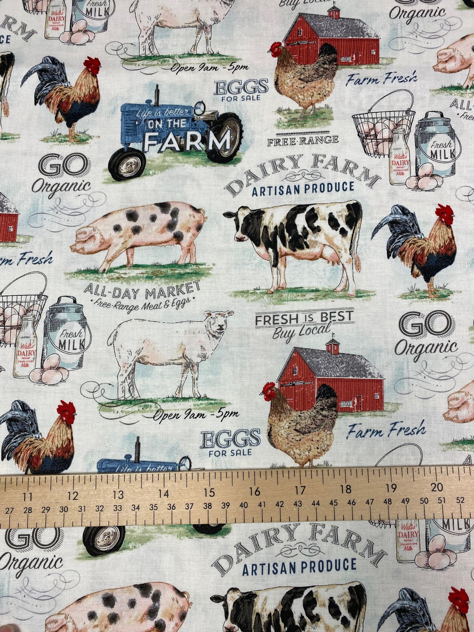 Farm Theme Style Fabric Made of 100% Cotton | Etsy