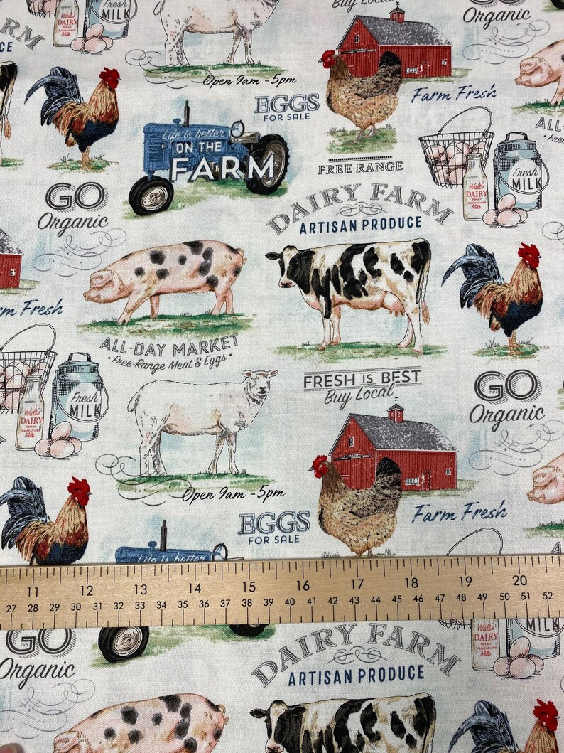 Farm Theme Style Fabric Made of 100% Cotton - Etsy
