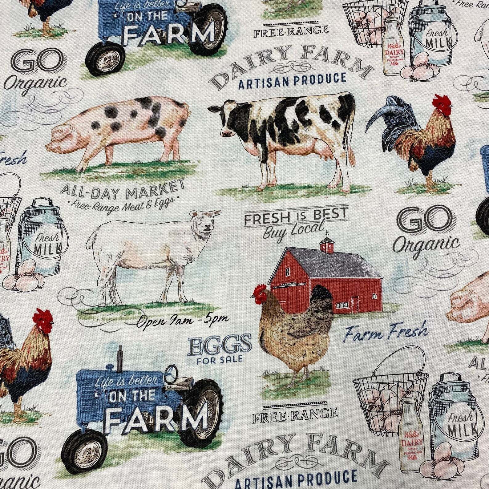 Farm Theme Style Fabric Made of 100% Cotton | Etsy