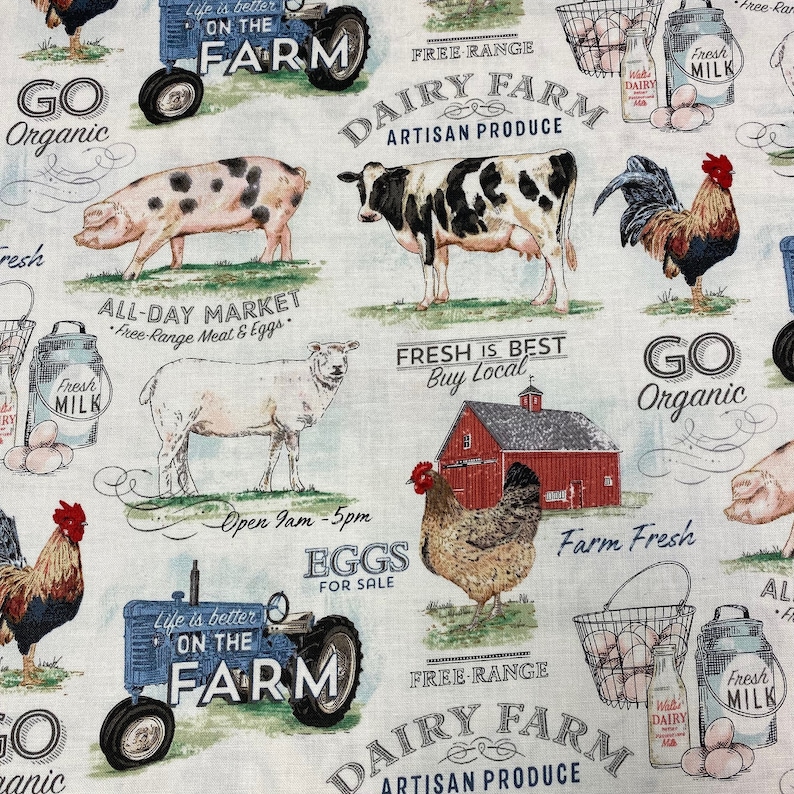 Farm Theme Style Fabric Made of 100% Cotton - Etsy