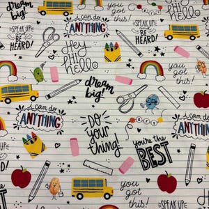 School Themed Fabric 100% Cotton. Sold by the Half Yard and Full Yards ...