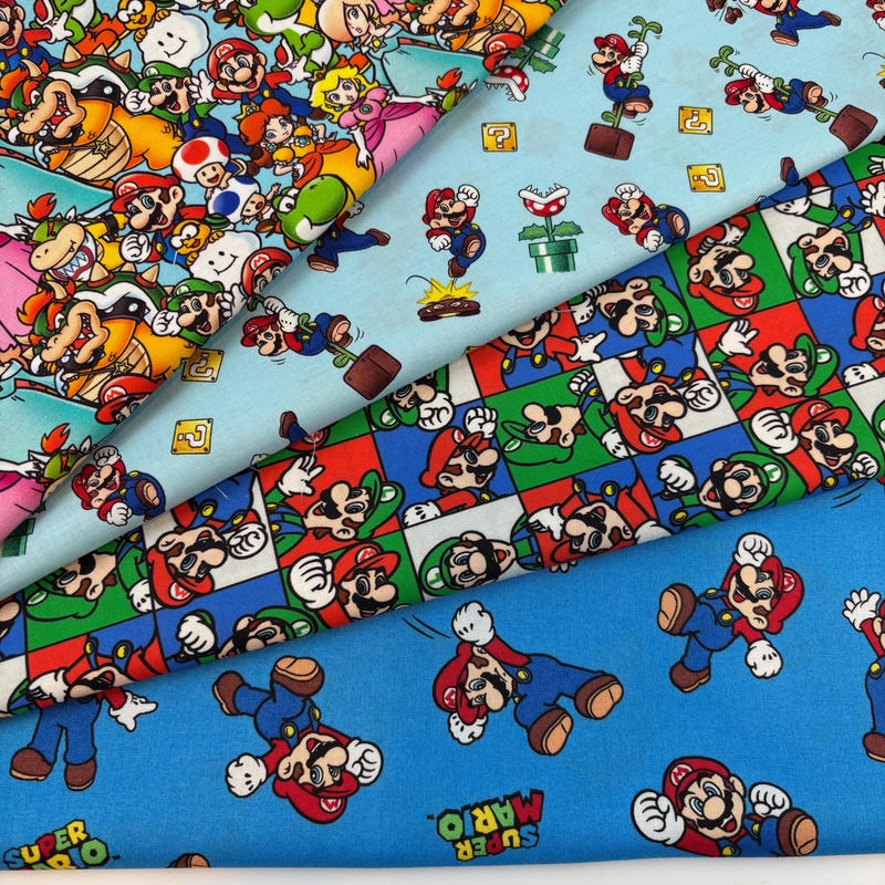 Super Mario Fabric by the Yard - Etsy