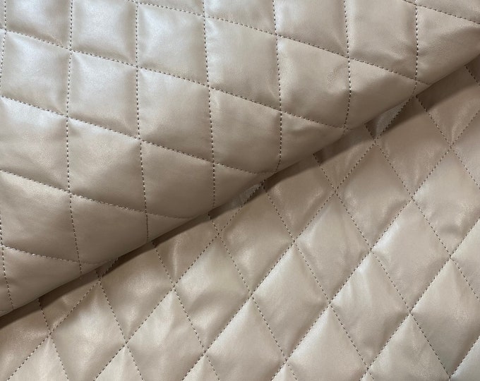 Pre-quilted Faux Beige Leather Fabric 58 Inches Wide Sold by the Half ...