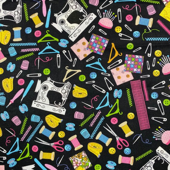 Sewing and notions print fabric. 100% cotton | Etsy