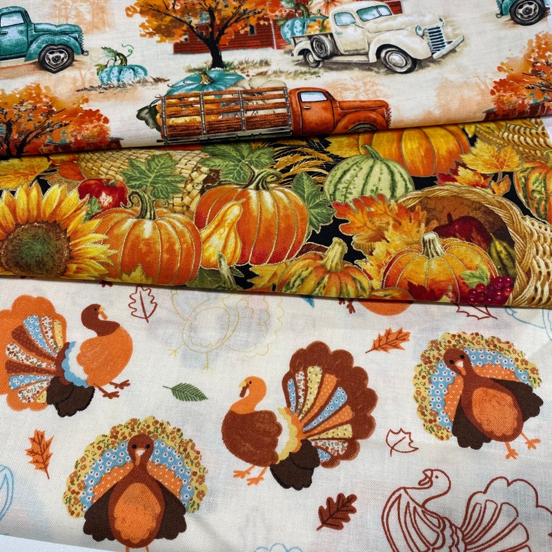 Thanksgiving Fabric - Etsy