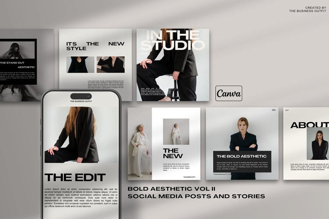 100 Bold Editorial Aesthetic Instagram Posts | Editable Canva Template ...