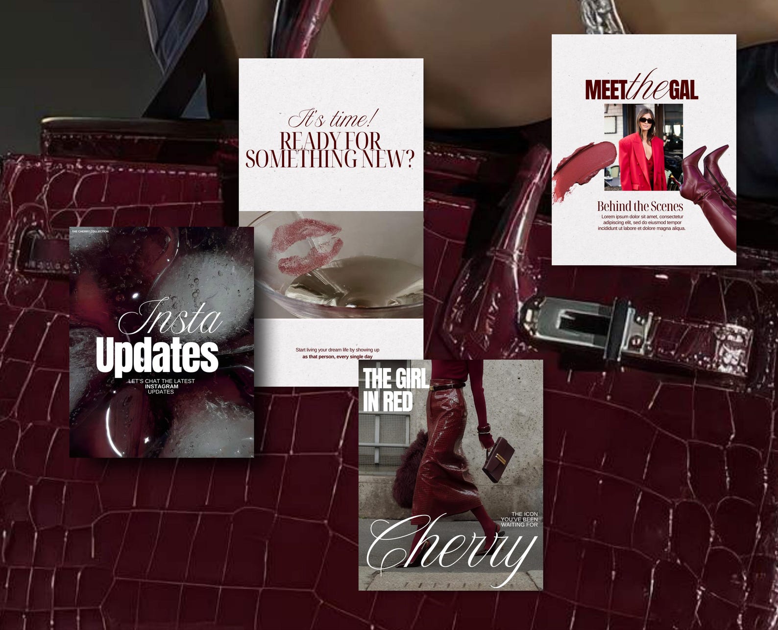 CHERRY Canva Instagram Templates | 160 Posts & Stories| Dark Red ...