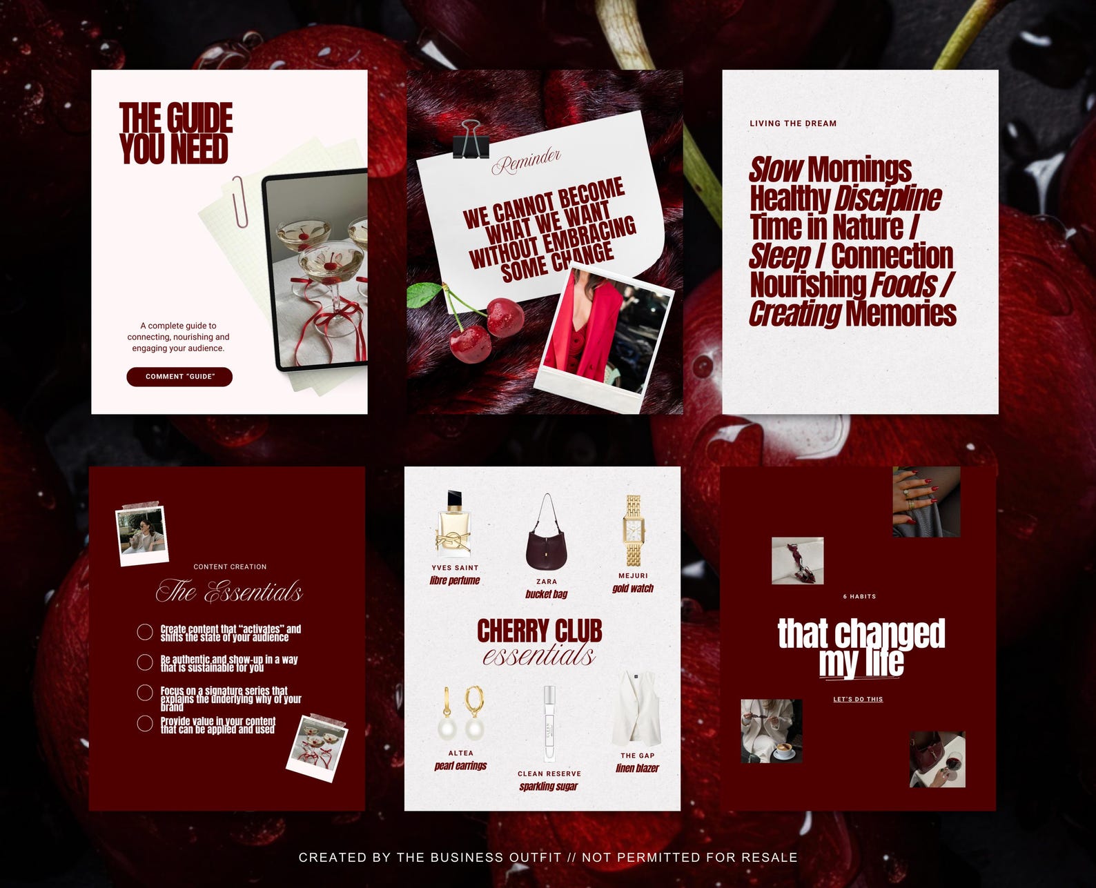 CHERRY Canva Instagram Templates | 160 Posts & Stories| Dark Red ...