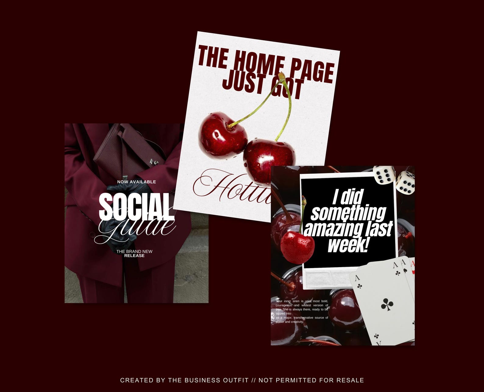 CHERRY Canva Instagram Templates | 160 Posts & Stories| Dark Red ...