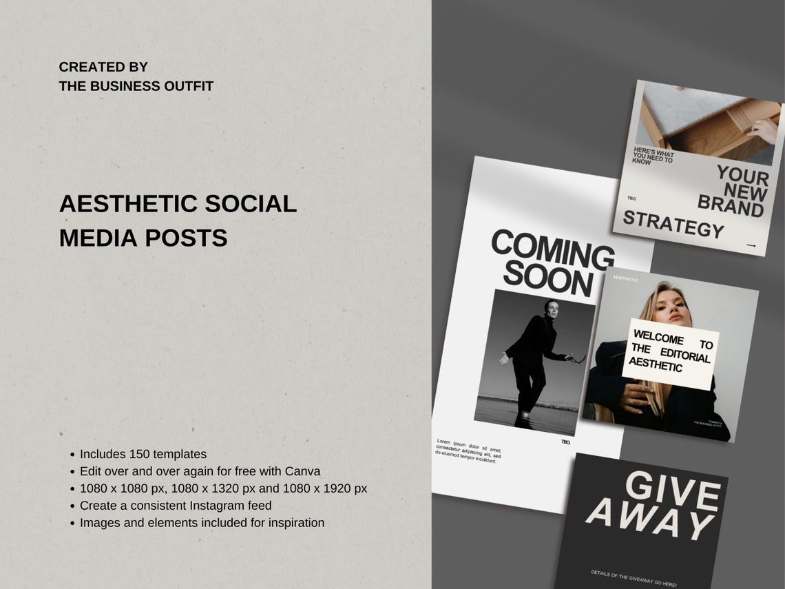 150 Bold Editorial Aesthetic Instagram Posts Editable Canva - Etsy UK