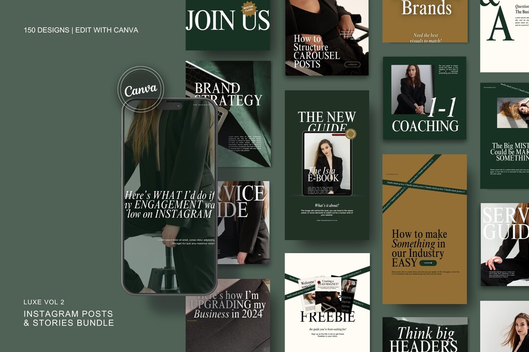 150 Luxe Vol 2 Instagram Posts & Stories | Luxury Aesthetic Canva ...