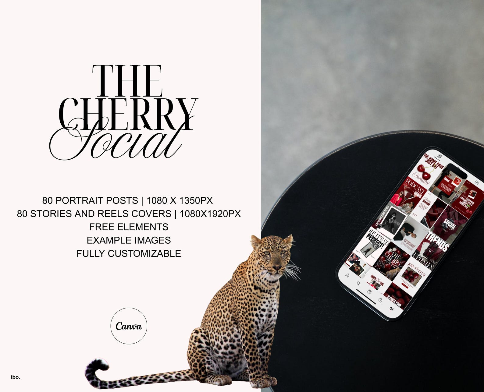 CHERRY Canva Instagram Templates | 160 Posts & Stories| Dark Red ...