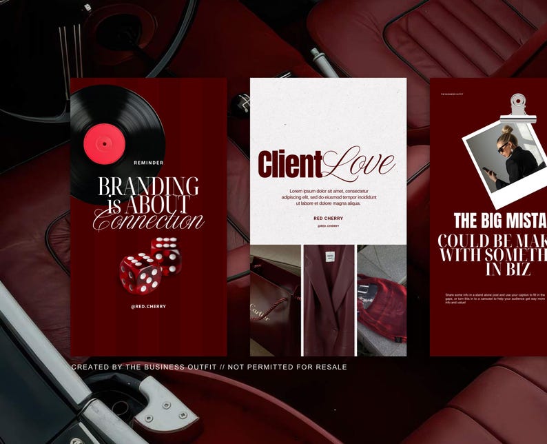 CHERRY Canva Instagram Templates | 160 Posts & Stories| Dark Red ...