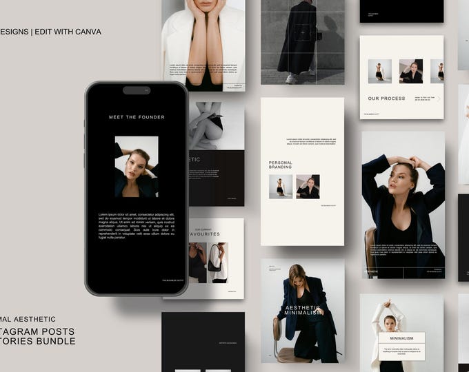 150 Minimalist Aesthetic Instagram Posts & Stories | Editable Canva ...