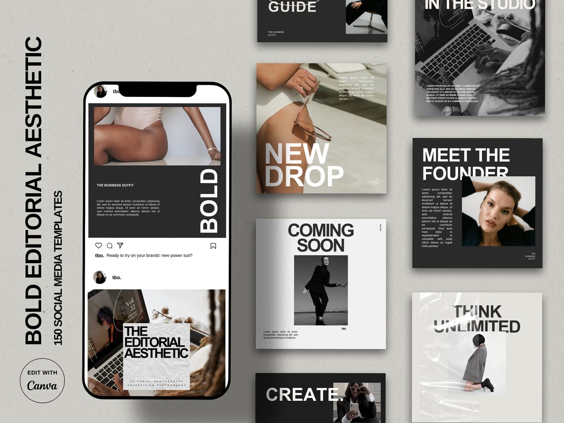 150 Bold Editorial Aesthetic Instagram Posts Editable Canva - Etsy UK