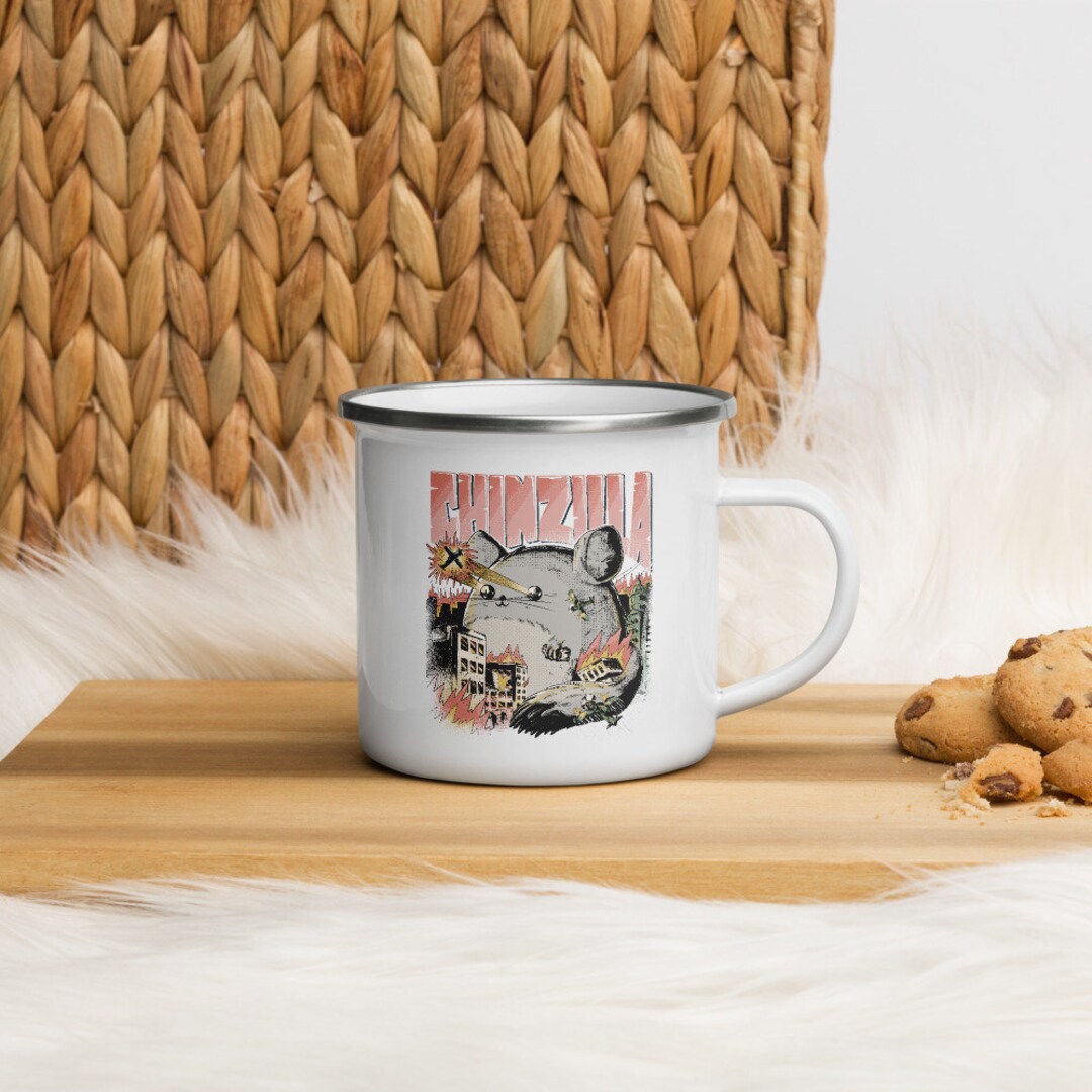 CHINZILLA Enamel Mug | Funny Chinchilla Monster | Outdoor Cup for ...