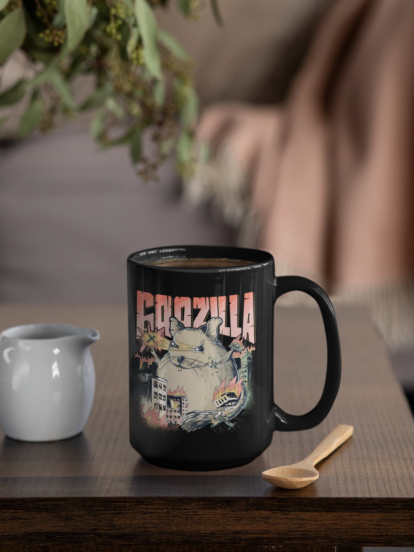 Funny Cool GOOZILLA | DEGUZILLA Black Mug 15oz | Gift for Degu Holders ...