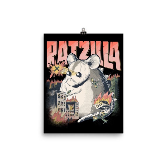 Funny CUTE RATZILLA matte POSTER Gift For Rat Holders Rats | Etsy