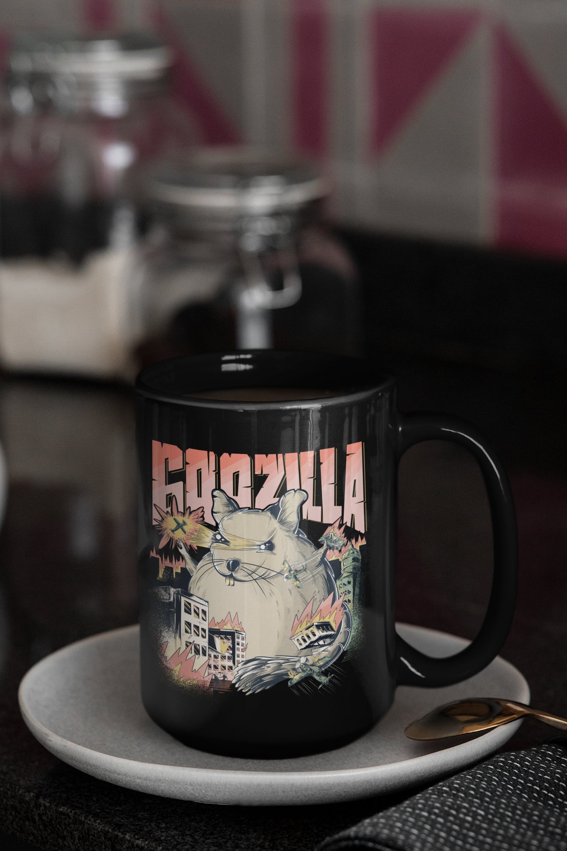 Funny Cool GOOZILLA DEGUZILLA Black Mug 15oz Gift for Degu | Etsy