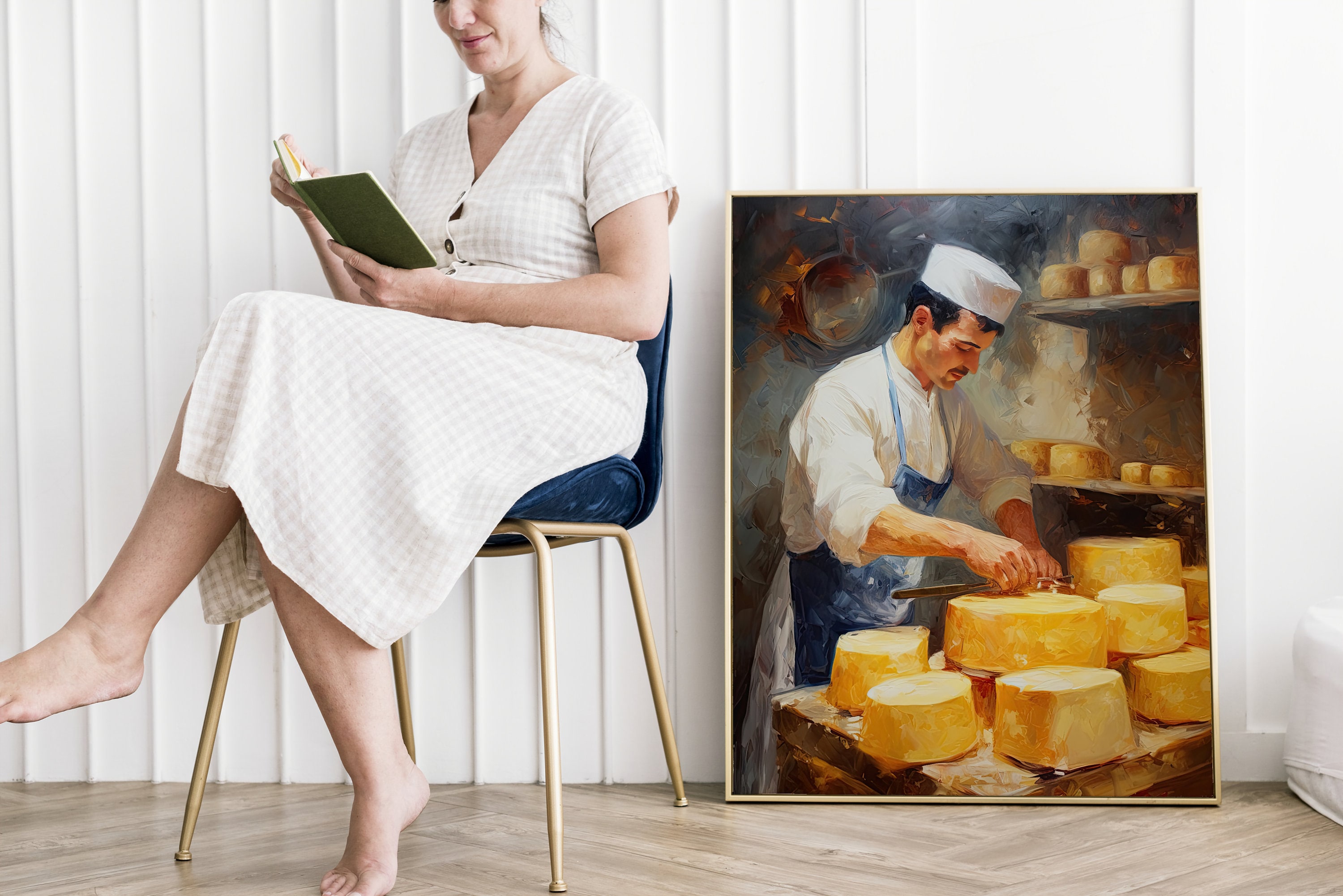 The Cheesemaker Vintage Food Art, Kitchen Art, Impressionist Cheese Art ...