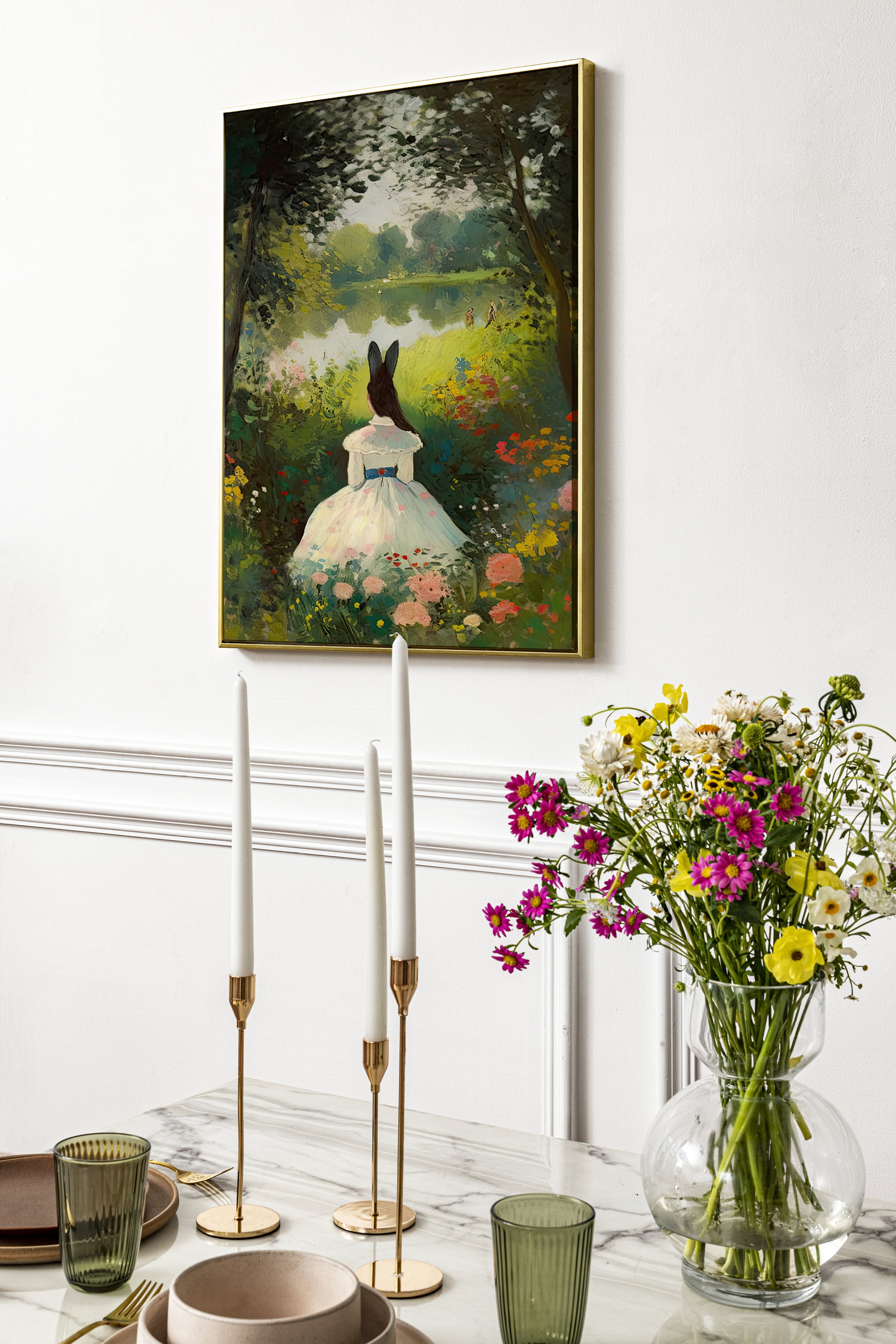 The Rabbit Cottagecore Altered Art, Impressionist Nature Painting ...