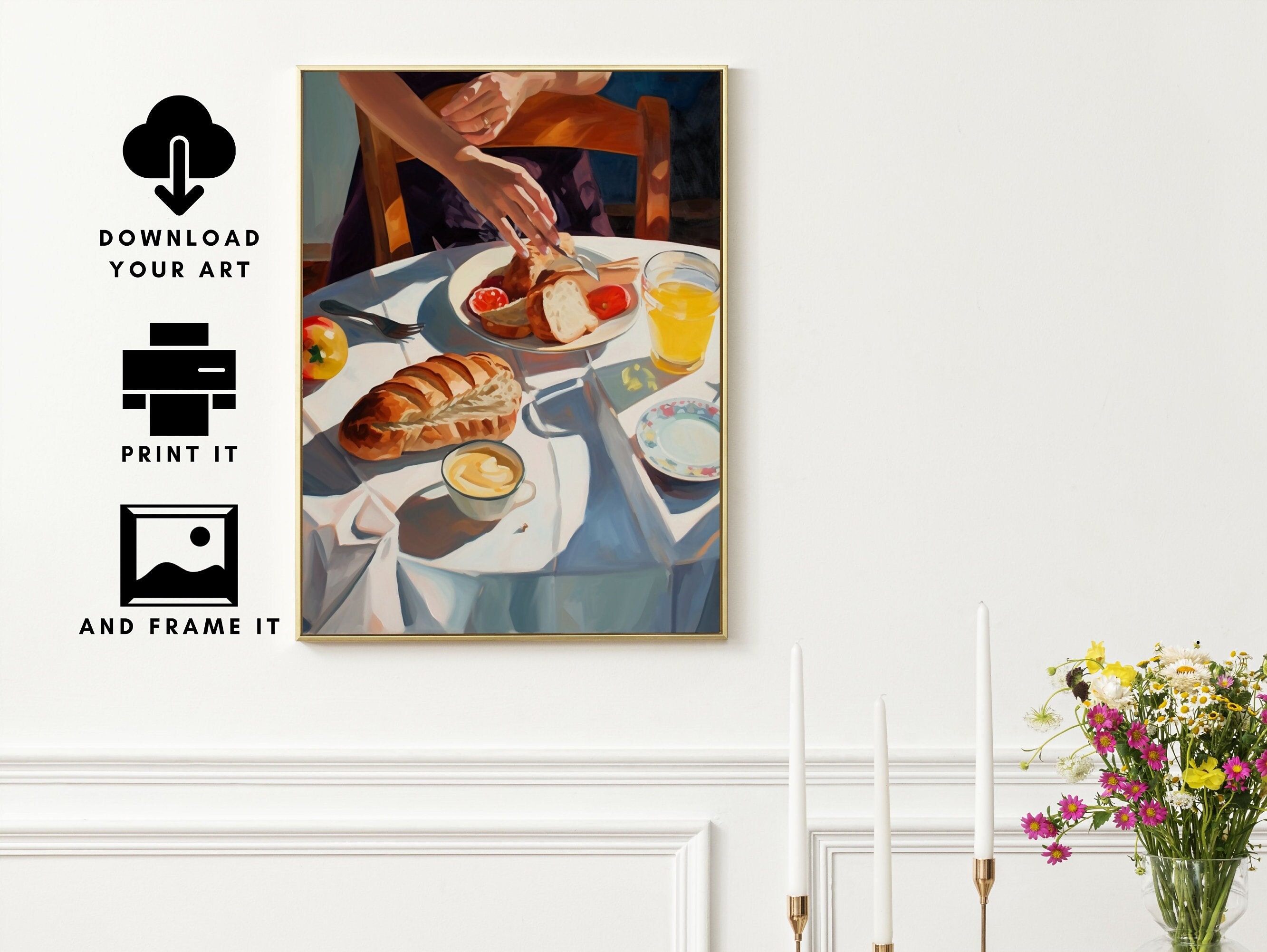 A Simple Breakfast Vintage Food Art, Kitchen Art, Breakfast Art, Still ...