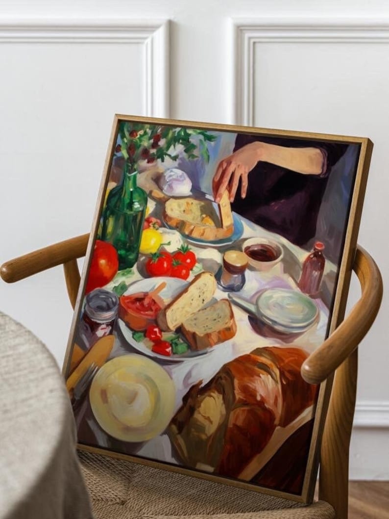 A Hearty Breakfast Vintage Food Art, Kitchen Art, Breakfast Art, Still ...