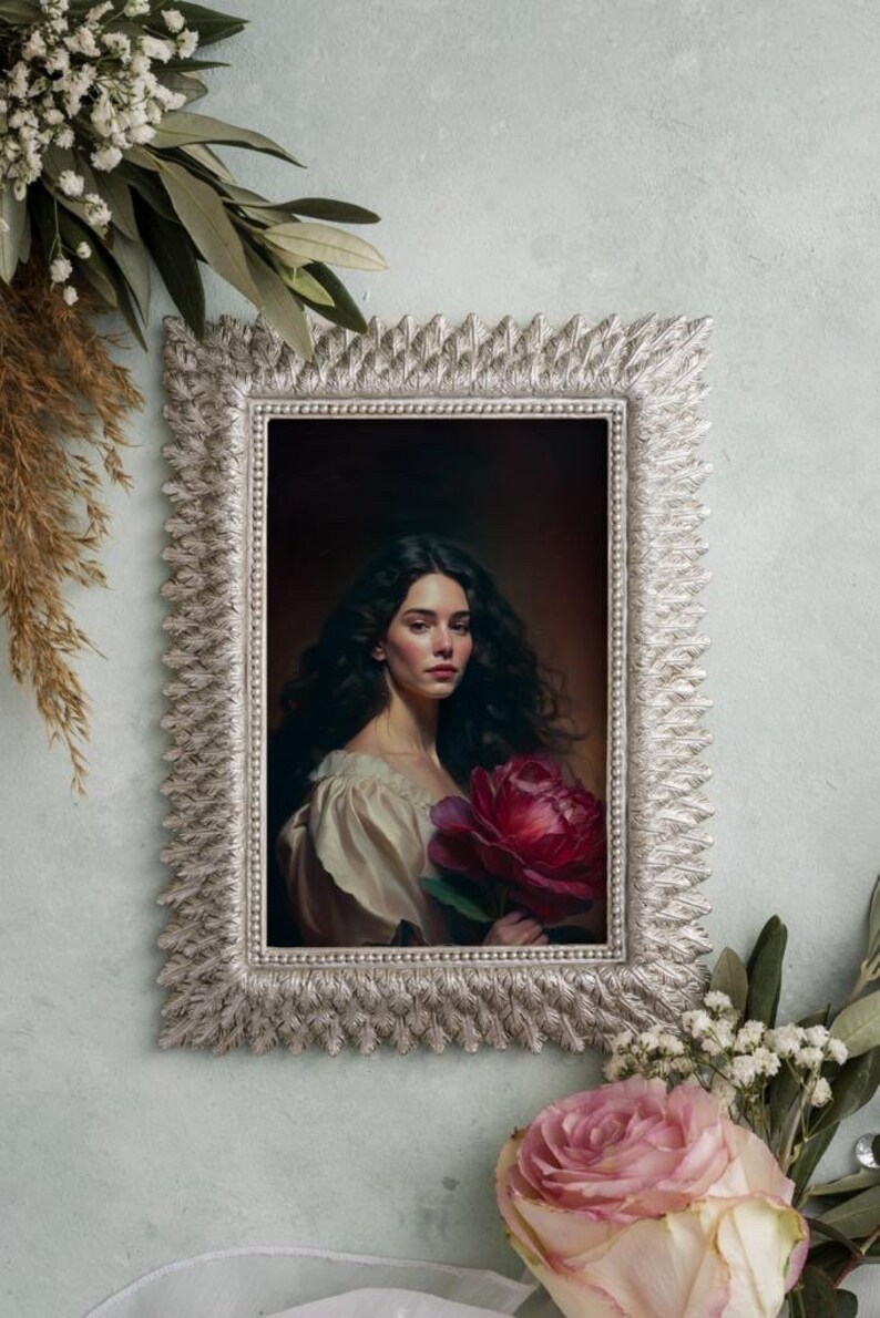 Giant Peony Peonies Painting, Altered Art Portrait, Whimsical Wall Art ...