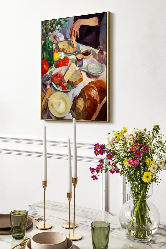 A Hearty Breakfast Vintage Food Art, Kitchen Art, Breakfast Art, Still ...