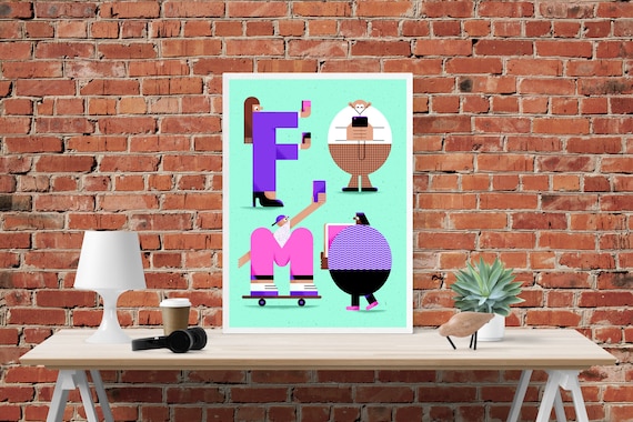 Digital Prints Fomo typographic illustration poster 50x70 Prints etna ...