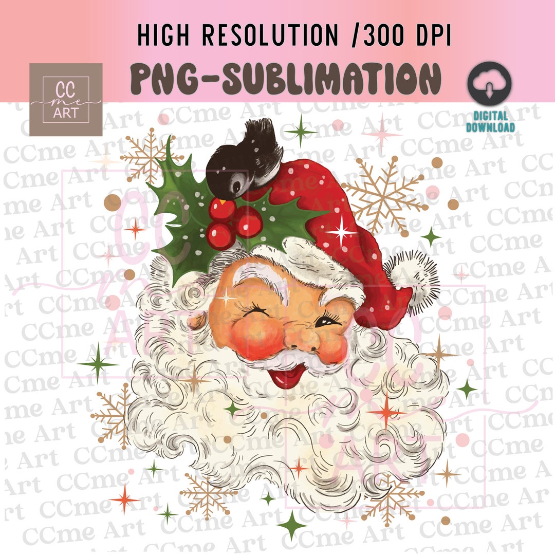 Santa Png, Retro Santa Png, Retro Santa Christmas PNG, Sublimation ...