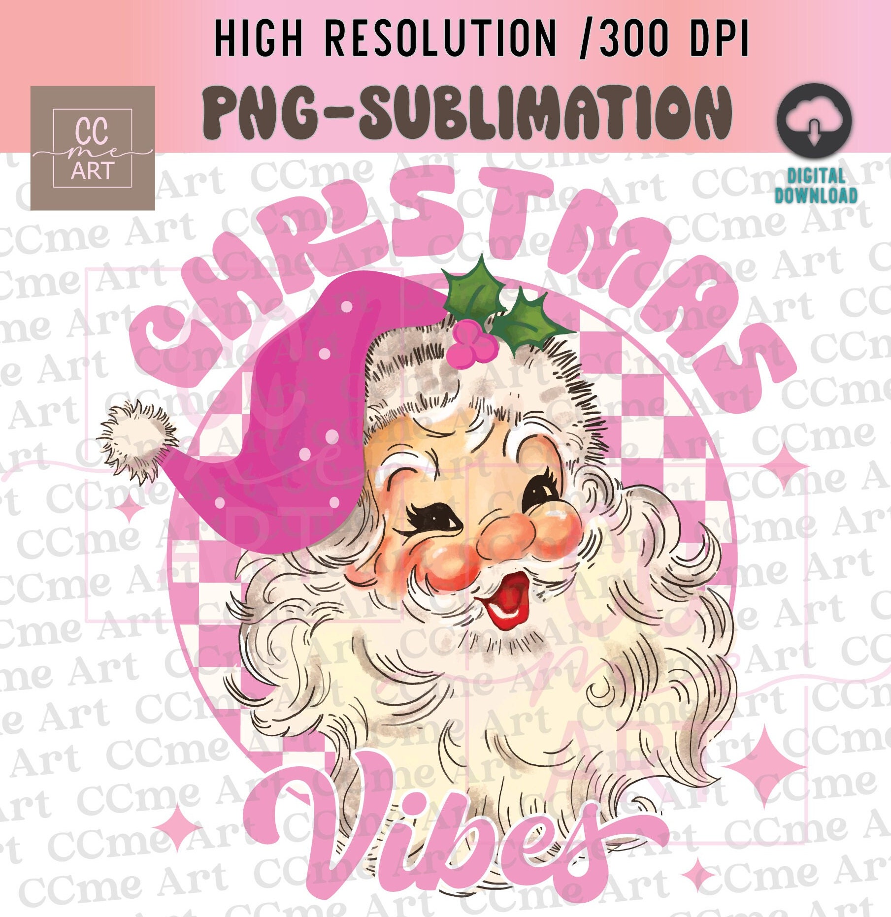 Santa Png Retro Santa Png Pink Santa Png Clip Art - Etsy