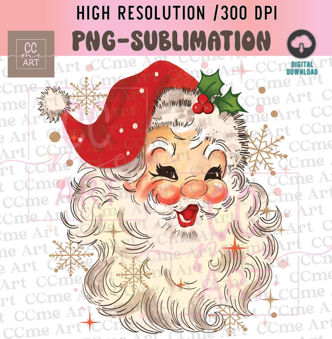 Santa Png, Retro Santa Png, Retro Santa Christmas PNG, Sublimation ...