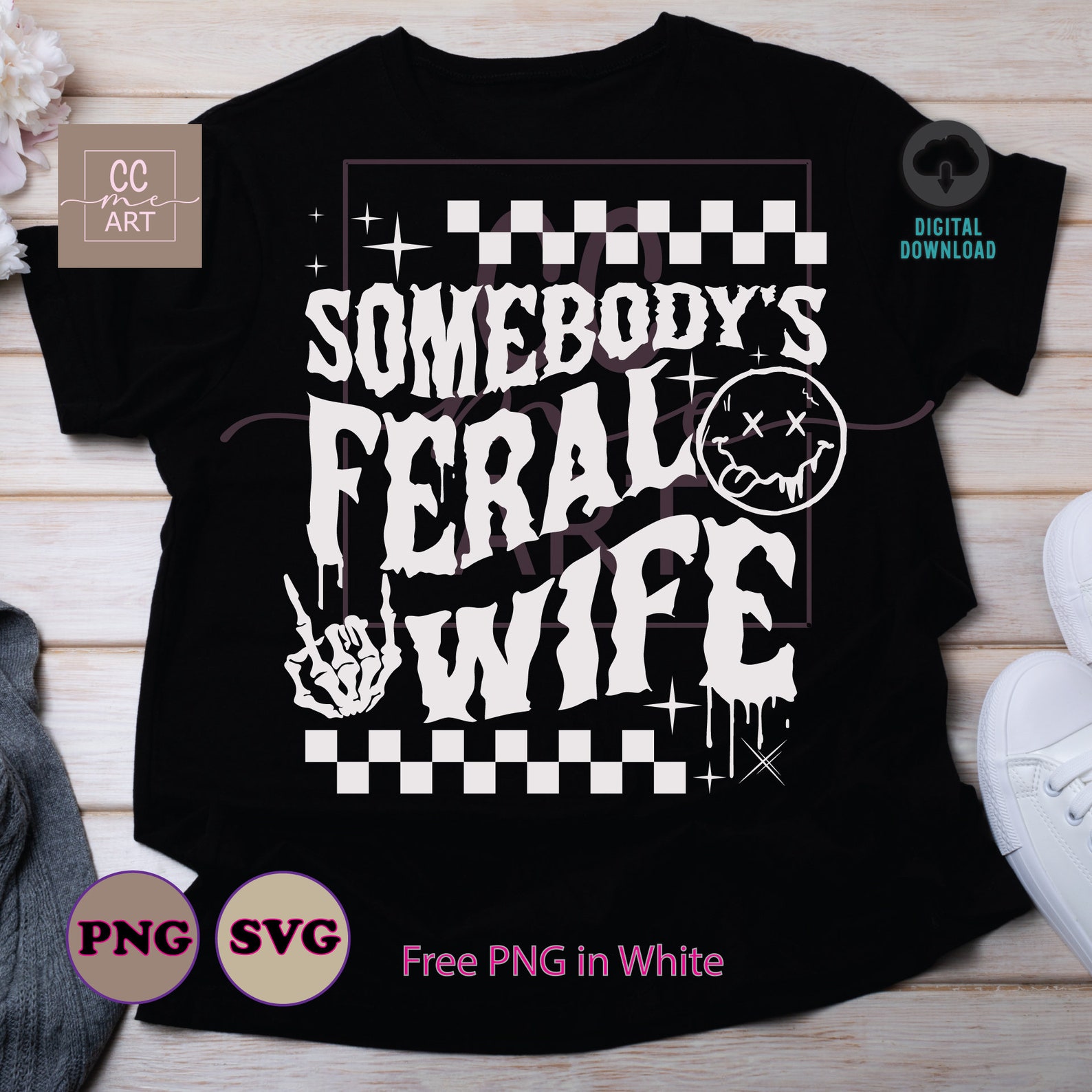 Somebody's Feral Wife Png, Wife Svg Cutting File, Somebody's Png, Wavy ...